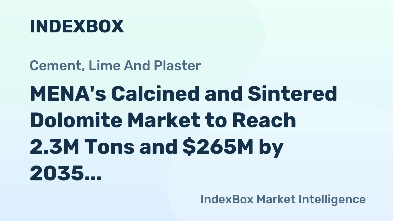 MENA's Calcined and Sintered Dolomite Market to Reach 2.3M Tons and $265M by 2035