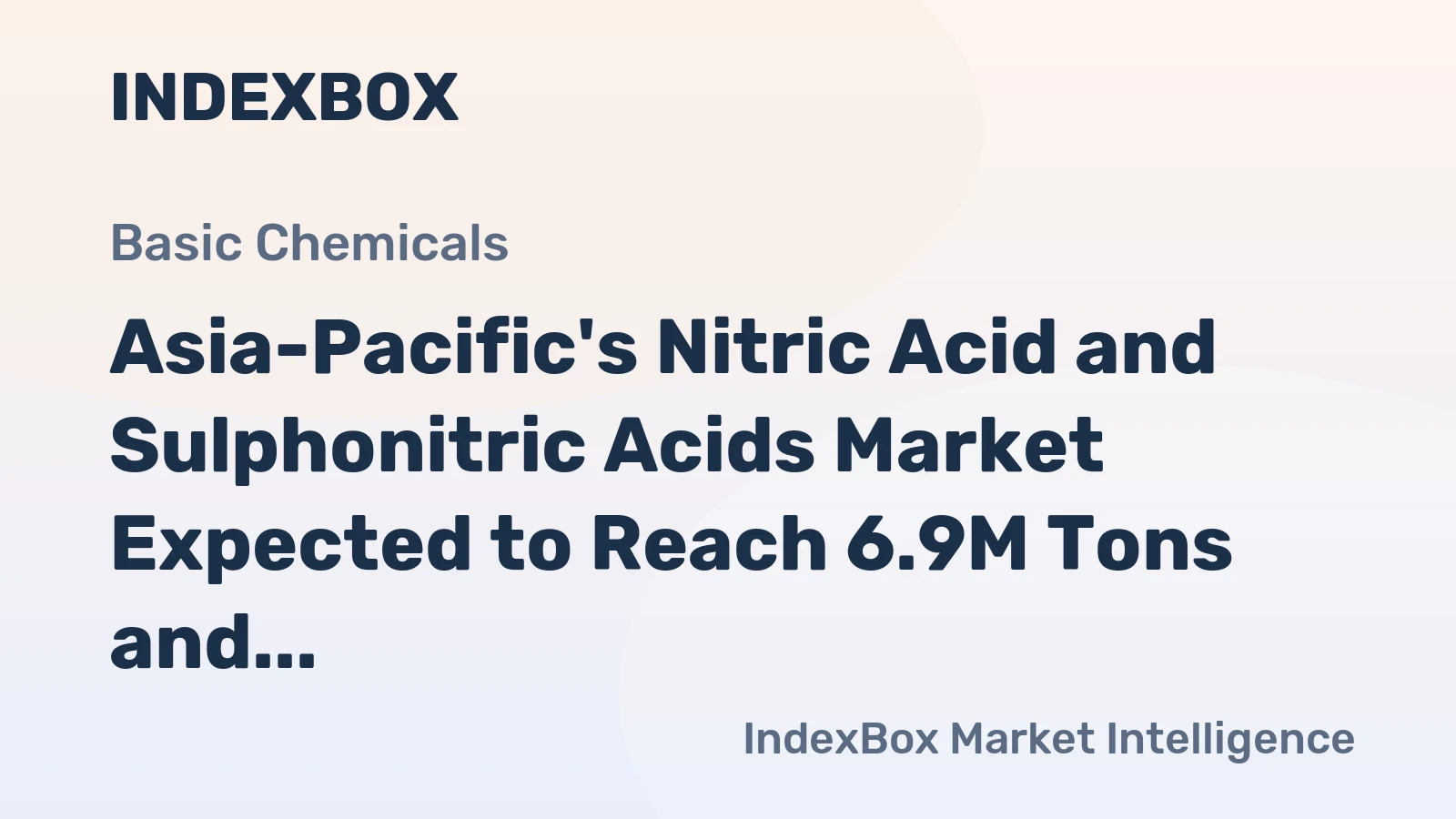 Asia-Pacific's Nitric Acid and Sulphonitric Acids Market Expected to Reach 6.9M Tons and $4.6B by 2035