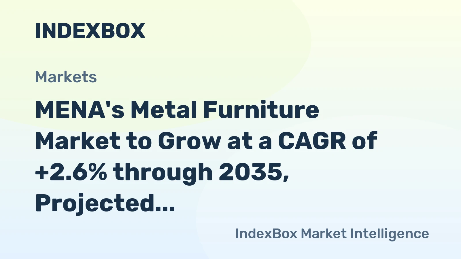 MENA's Metal Furniture Market to Grow at a CAGR of +2.6% through 2035, Projected to Reach $9.2B