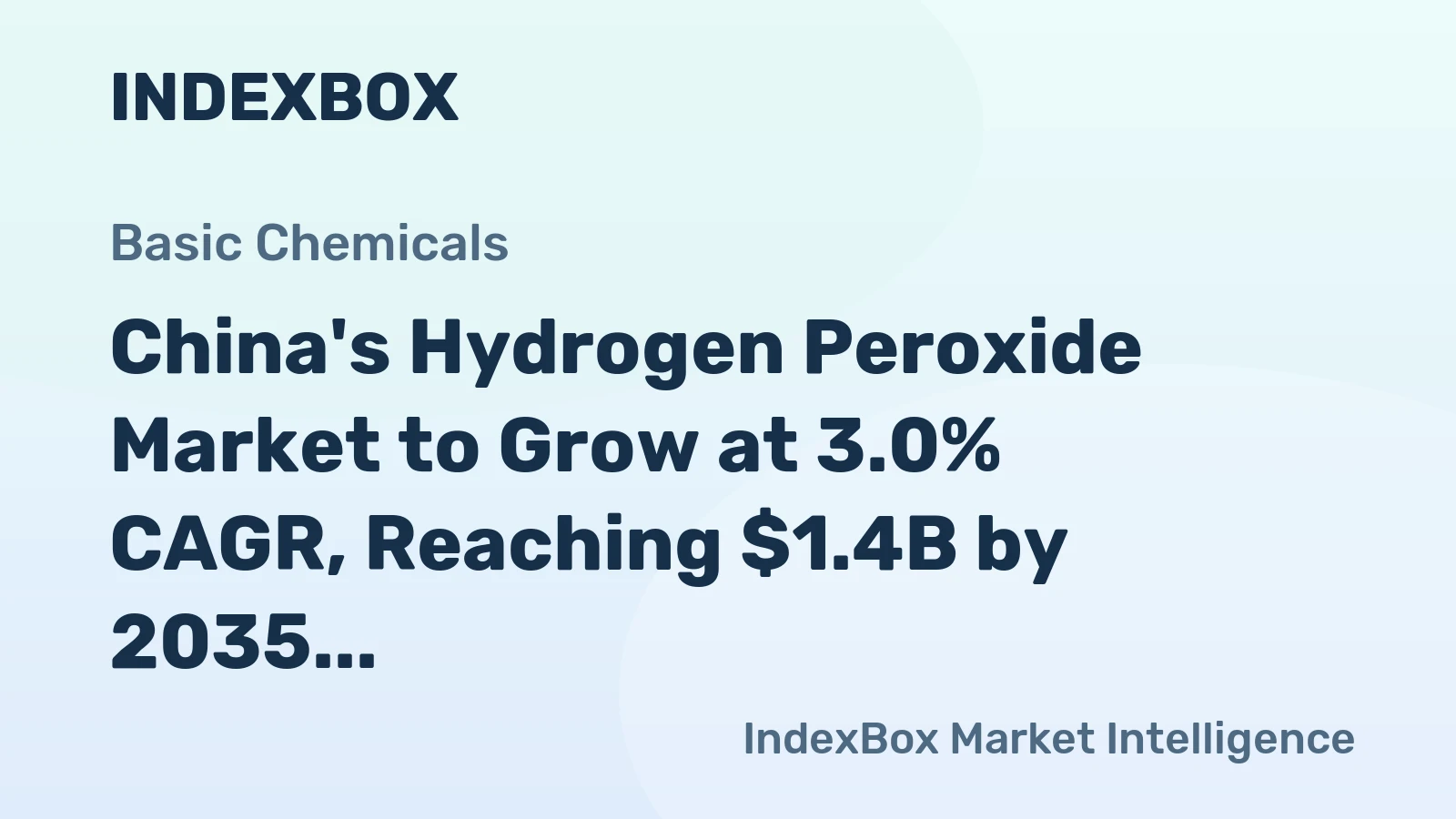 China's Hydrogen Peroxide Market to Grow at 3.0% CAGR, Reaching $1.4B by 2035