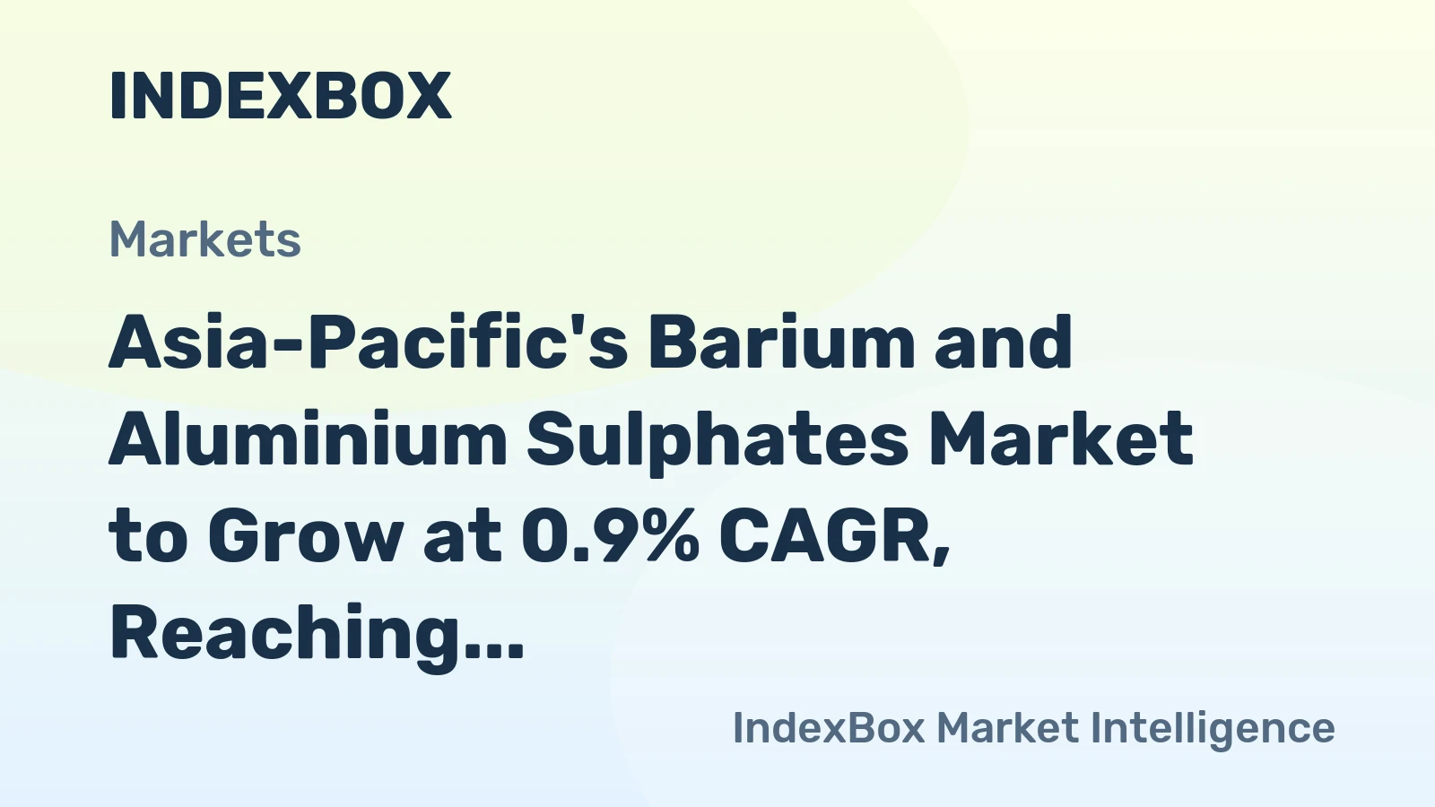 Asia-Pacific's Barium and Aluminium Sulphates Market to Grow at 0.9% CAGR, Reaching 3.3M Tons by 2035