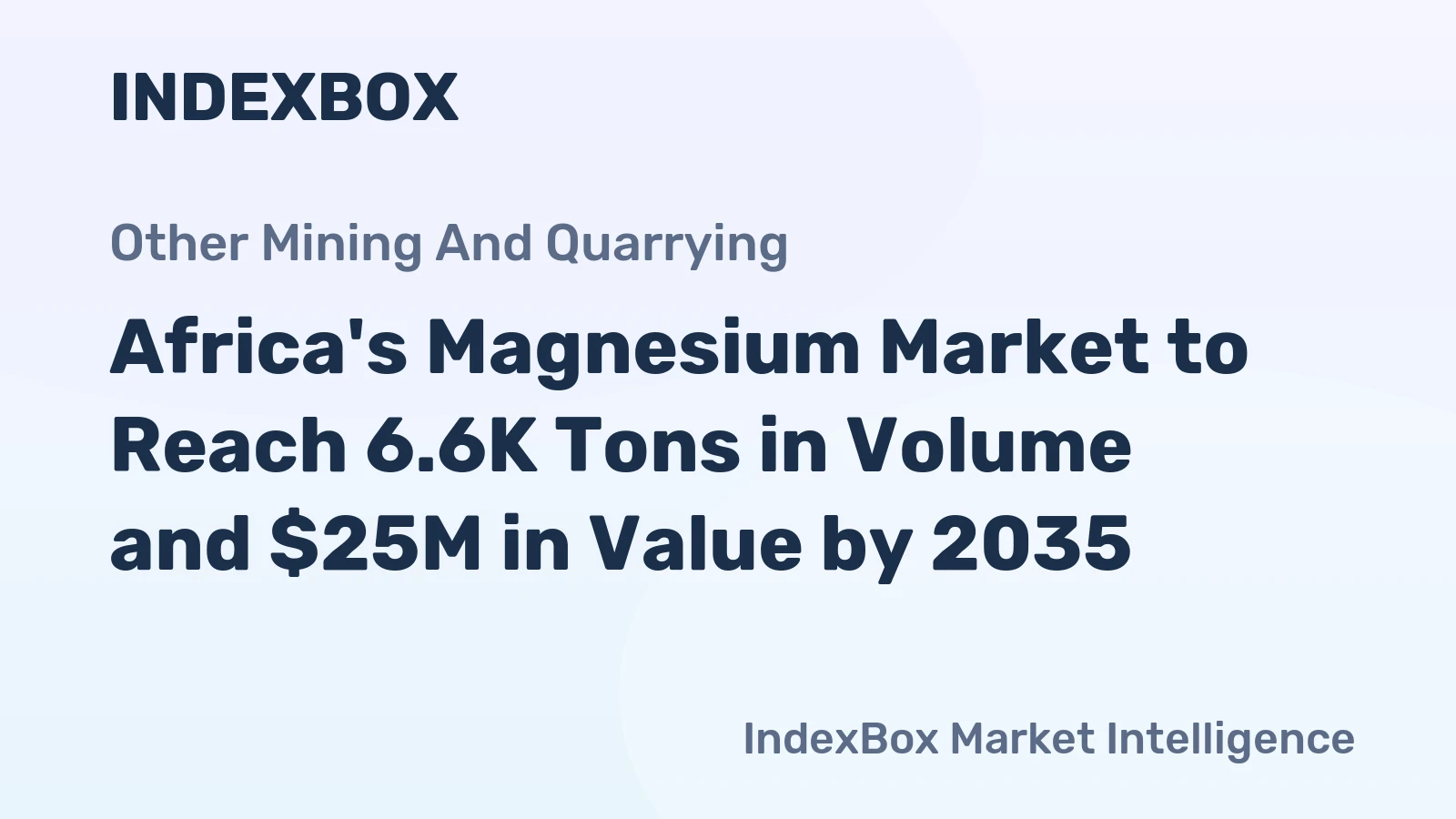 Africa's Magnesium Market to Reach 6.6K Tons in Volume and $25M in Value by 2035