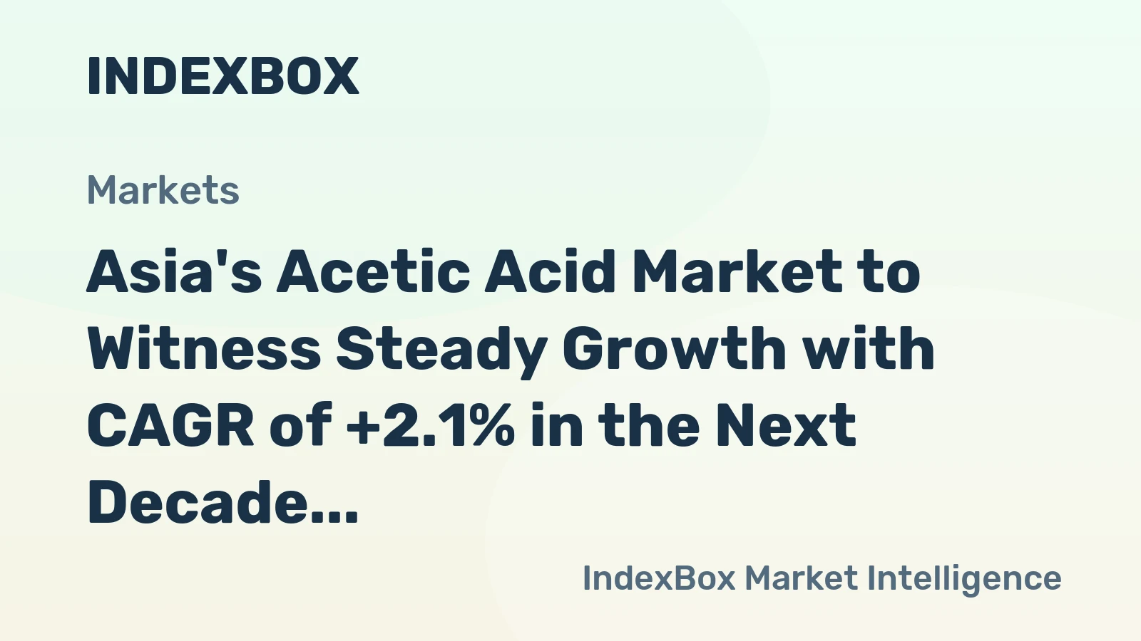 Asia's Acetic Acid Market to Witness Steady Growth with CAGR of +2.1% in the Next Decade