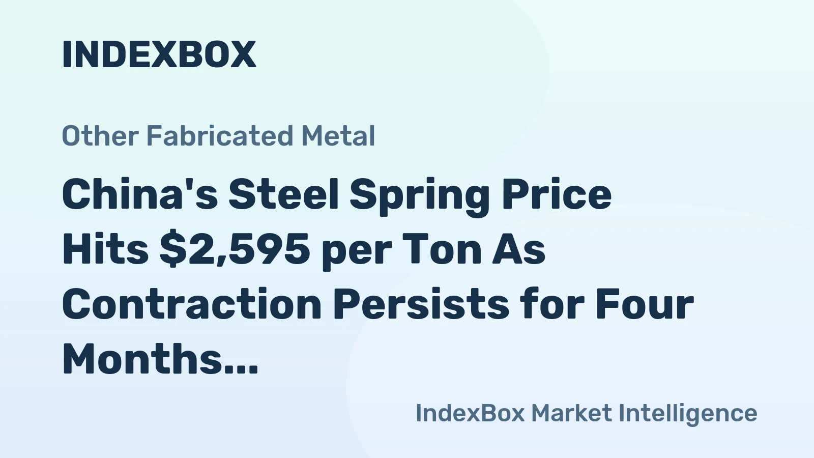 China's Steel Spring Price Hits $2,595 per Ton As Contraction Persists for Four Months