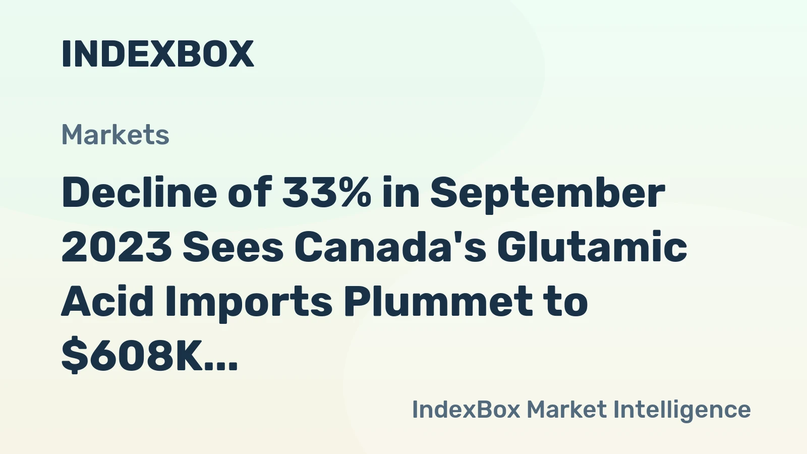 Decline of 33% in September 2023 Sees Canada's Glutamic Acid Imports Plummet to $608K