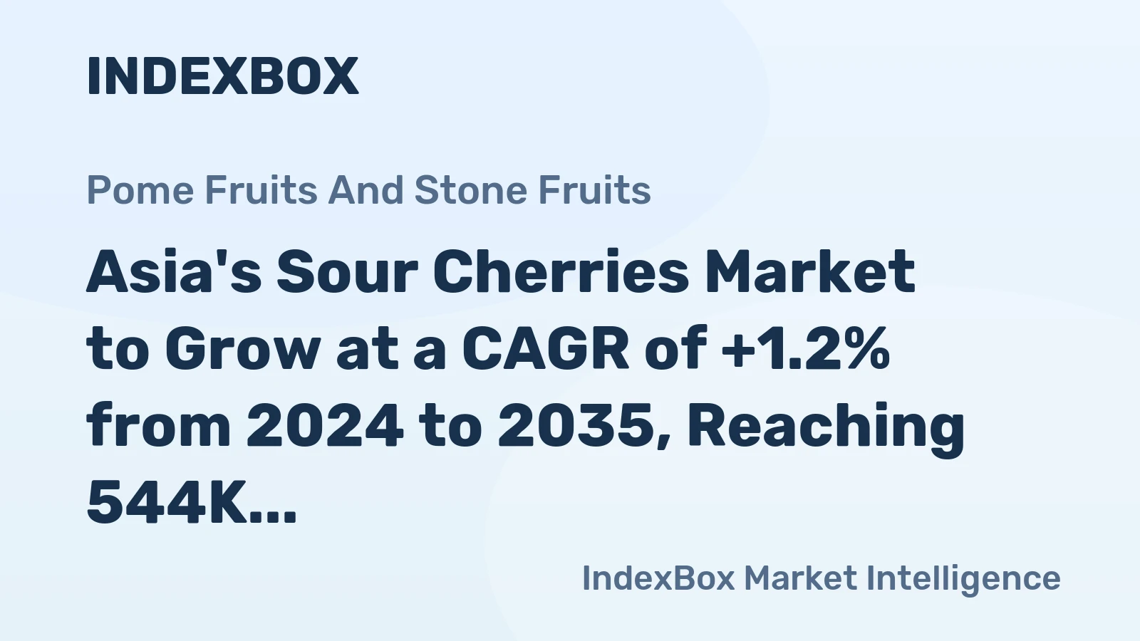 Asia's Sour Cherries Market to Grow at a CAGR of +1.2% from 2024 to 2035, Reaching 544K Tons