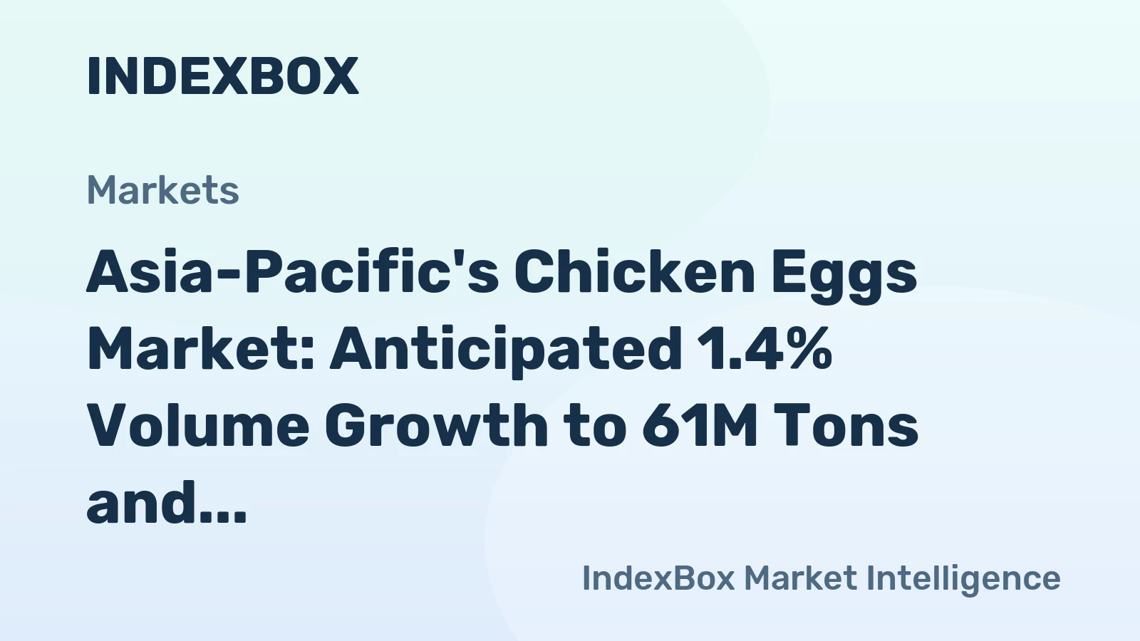 Asia-Pacific's Chicken Eggs Market: Anticipated 1.4% Volume Growth to 61M Tons and 3.8% Value Growth to $129.4B by 2035