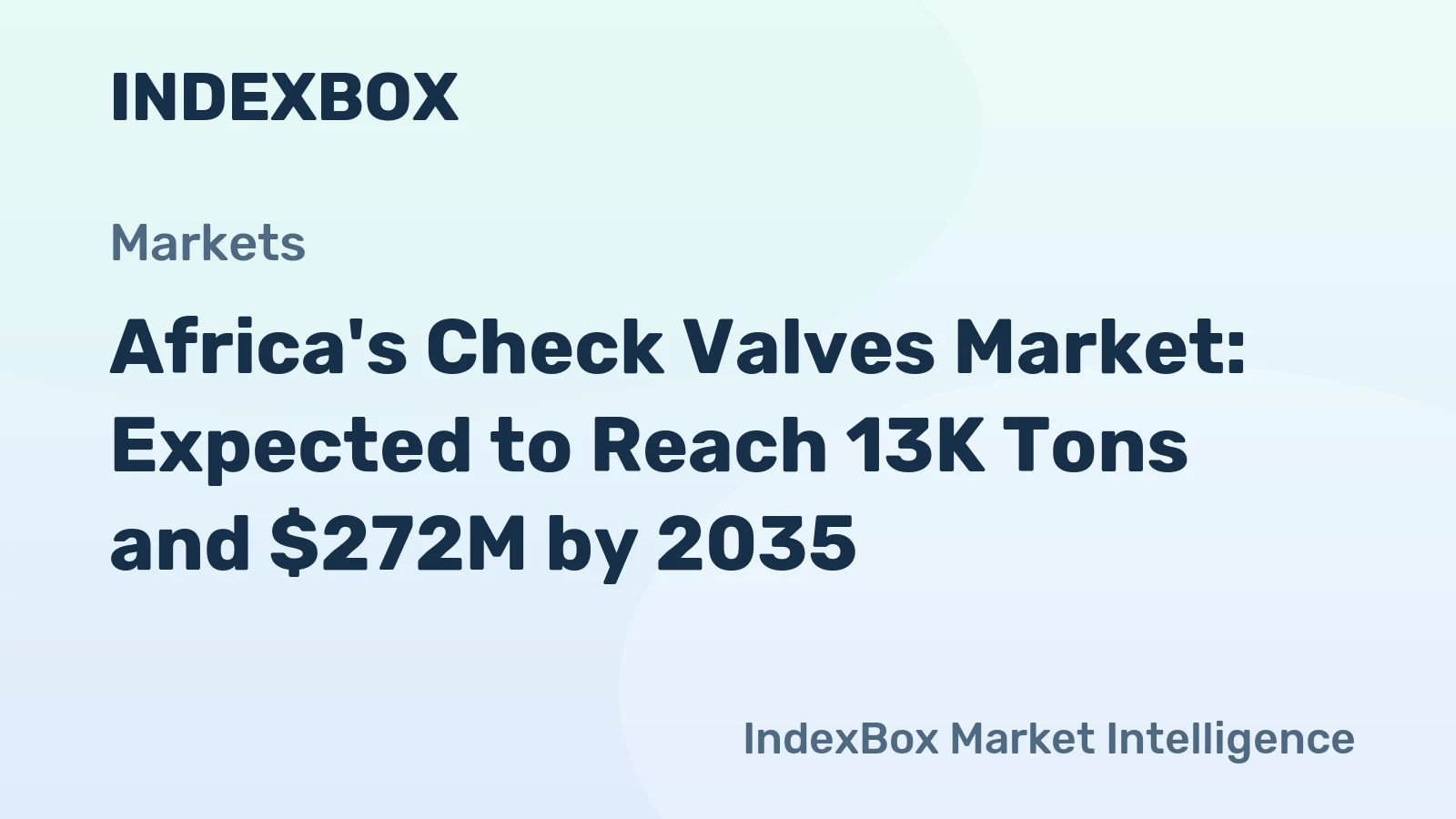 Africa's Check Valves Market: Expected to Reach 13K Tons and $272M by 2035