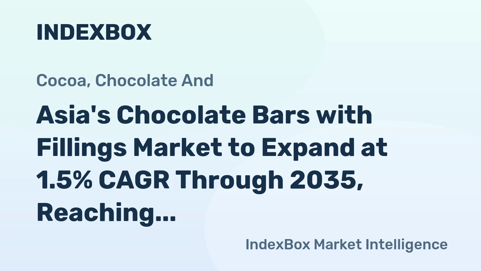Asia's Chocolate Bars with Fillings Market to Expand at 1.5% CAGR Through 2035, Reaching 5.3M Tons