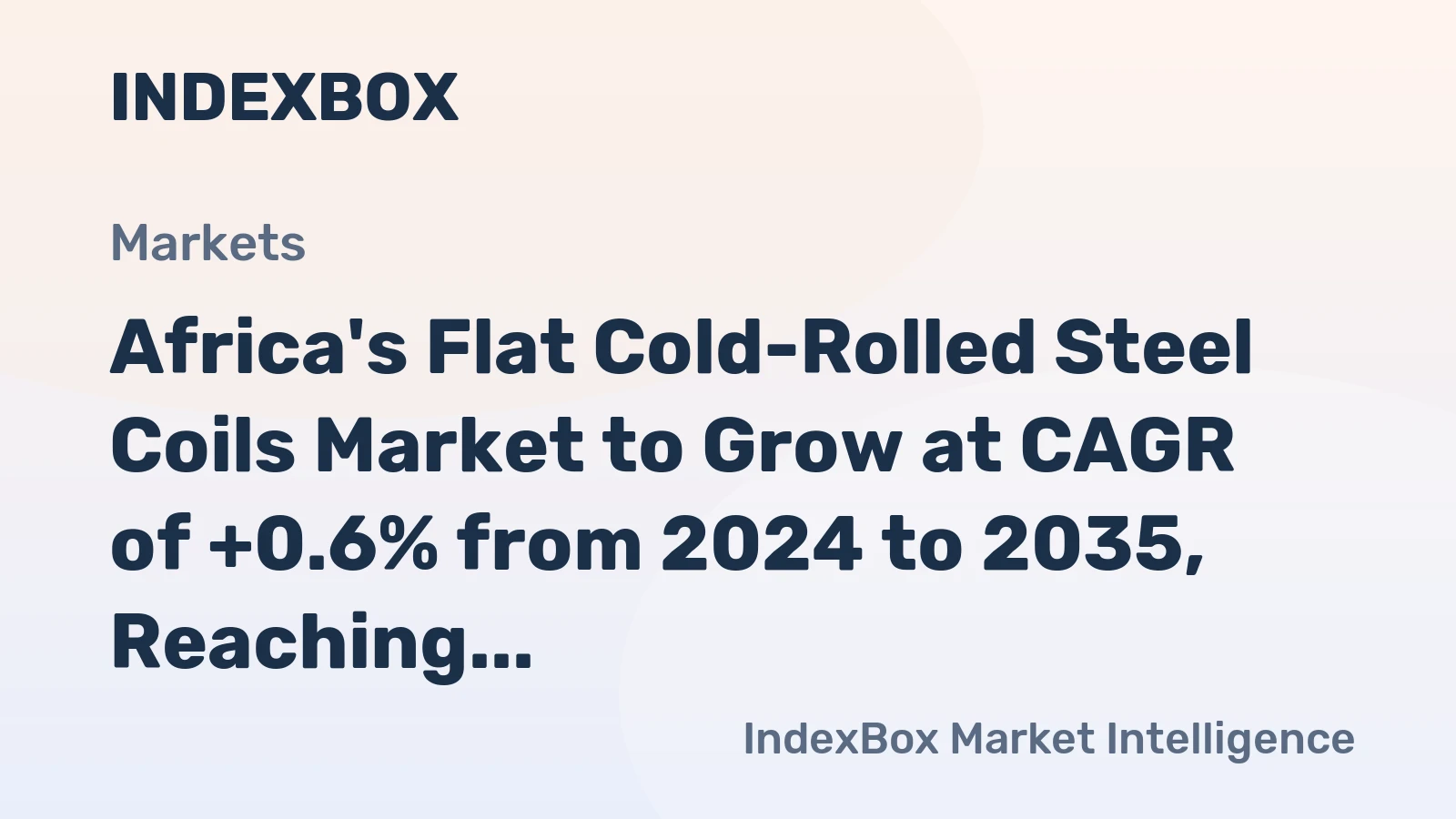 Africa's Flat Cold-Rolled Steel Coils Market to Grow at CAGR of +0.6% from 2024 to 2035, Reaching $2.4B by End of Period