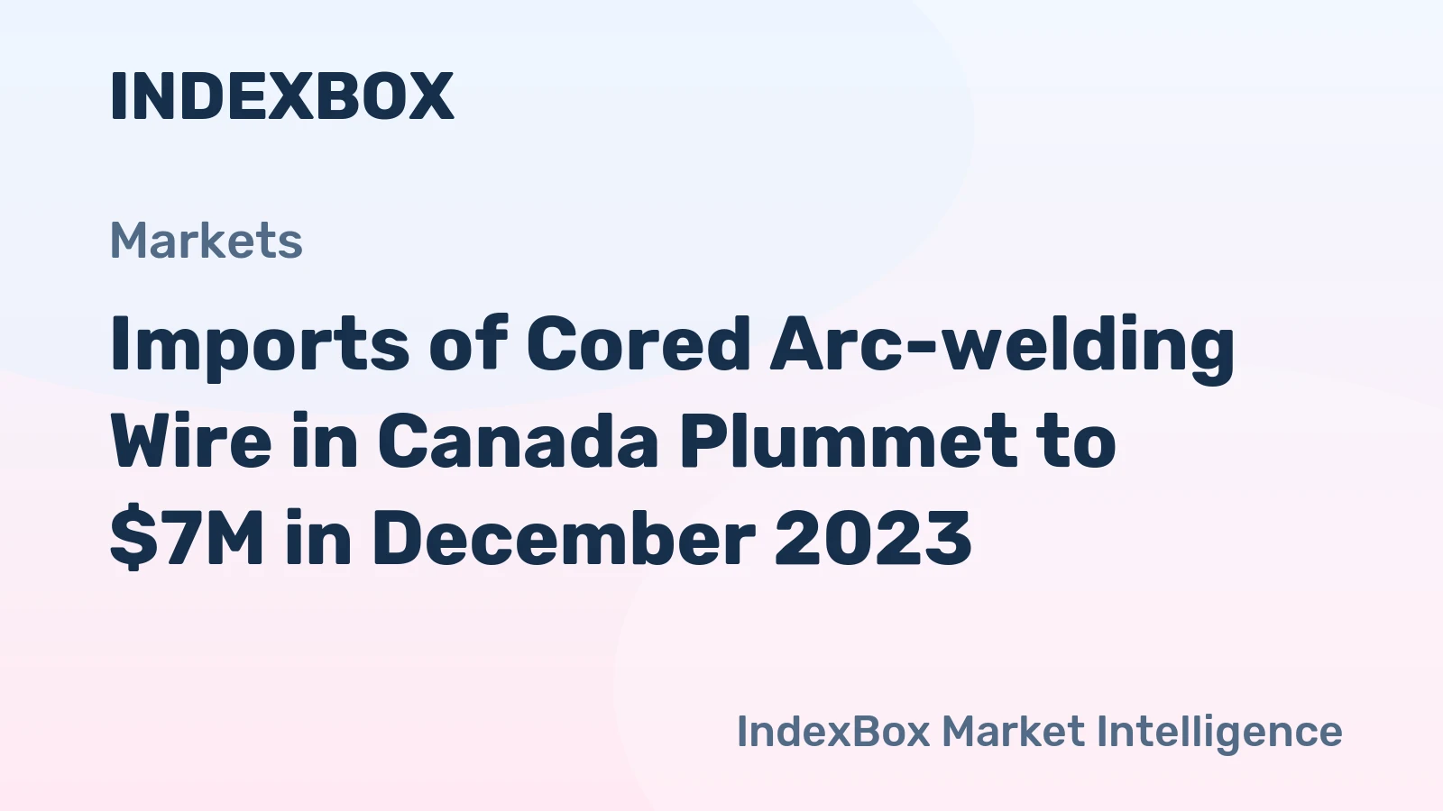 Imports of Cored Arc-welding Wire in Canada Plummet to $7M in December 2023