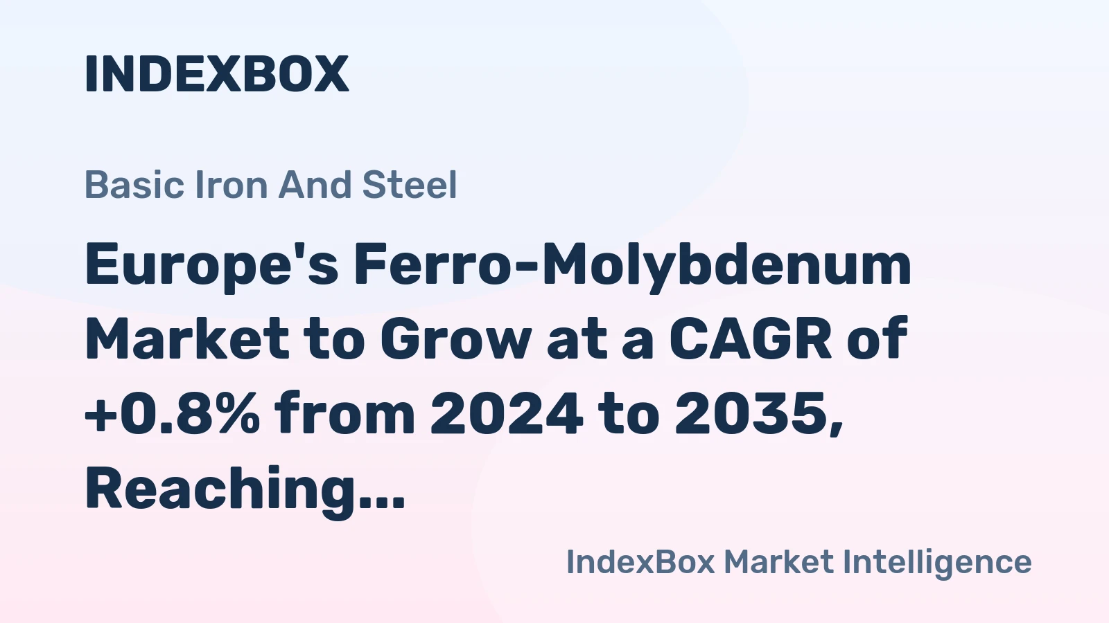 Europe's Ferro-Molybdenum Market to Grow at a CAGR of +0.8% from 2024 to 2035, Reaching 105K Tons