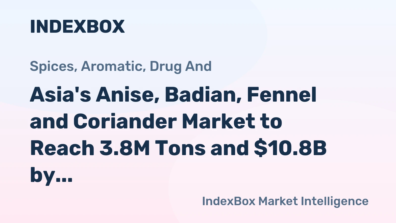 Asia's Anise, Badian, Fennel and Coriander Market to Reach 3.8M Tons and $10.8B by 2035