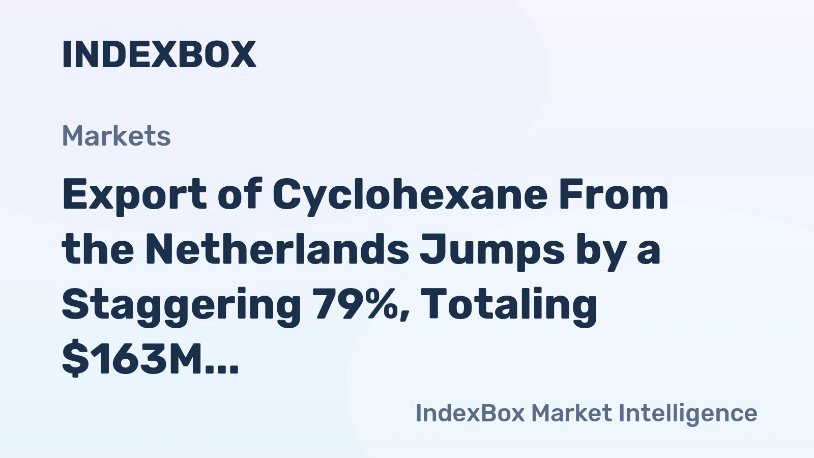 Export of Cyclohexane From the Netherlands Jumps by a Staggering 79%, Totaling $163M in 2023