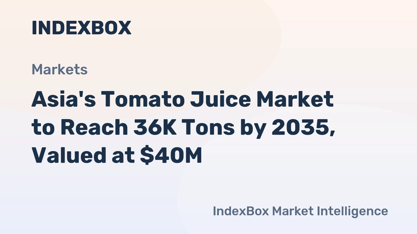 Asia's Tomato Juice Market to Reach 36K Tons by 2035, Valued at $40M