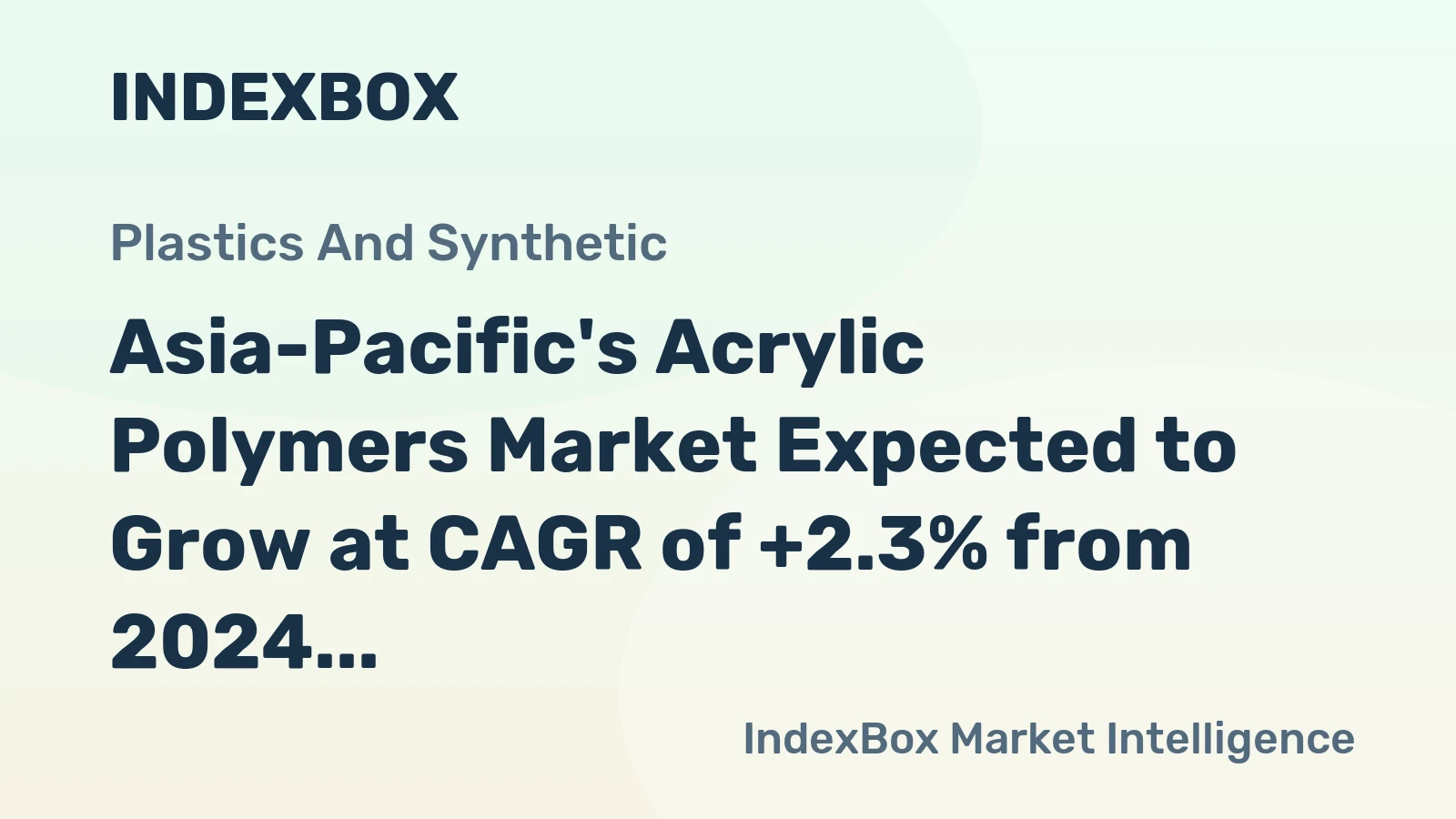 Asia-Pacific's Acrylic Polymers Market Expected to Grow at CAGR of +2.3% from 2024 to 2035