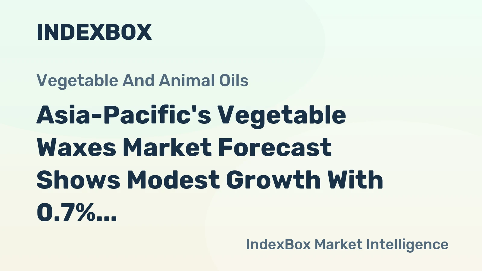 Asia-Pacific's Vegetable Waxes Market Forecast Shows Modest Growth With 0.7% Volume CAGR Through 2035
