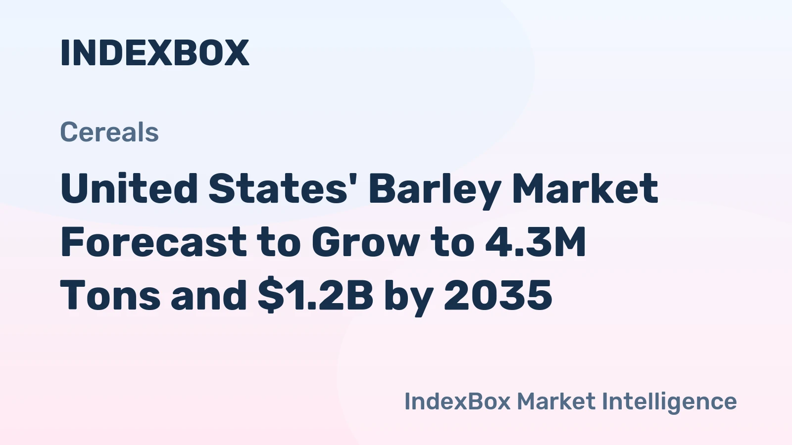 United States' Barley Market Forecast to Grow to 4.3M Tons and $1.2B by 2035