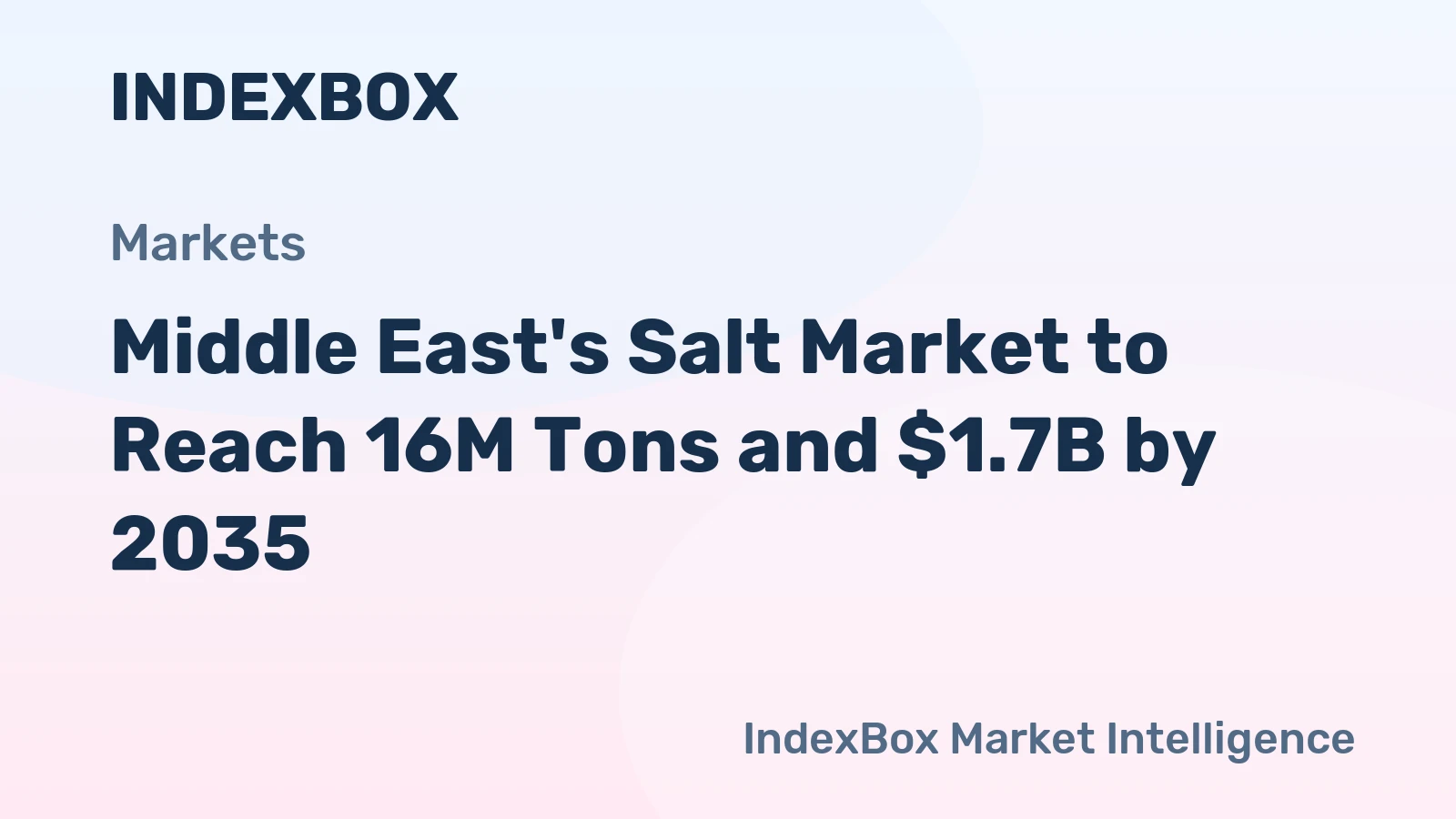 Middle East's Salt Market to Reach 16M Tons and $1.7B by 2035