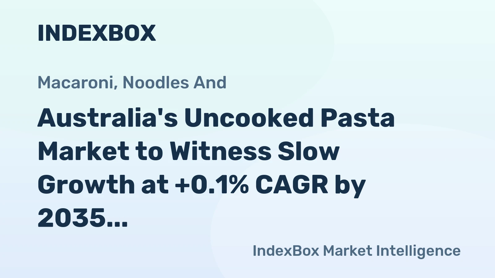 Australia's Uncooked Pasta Market to Witness Slow Growth at +0.1% CAGR by 2035