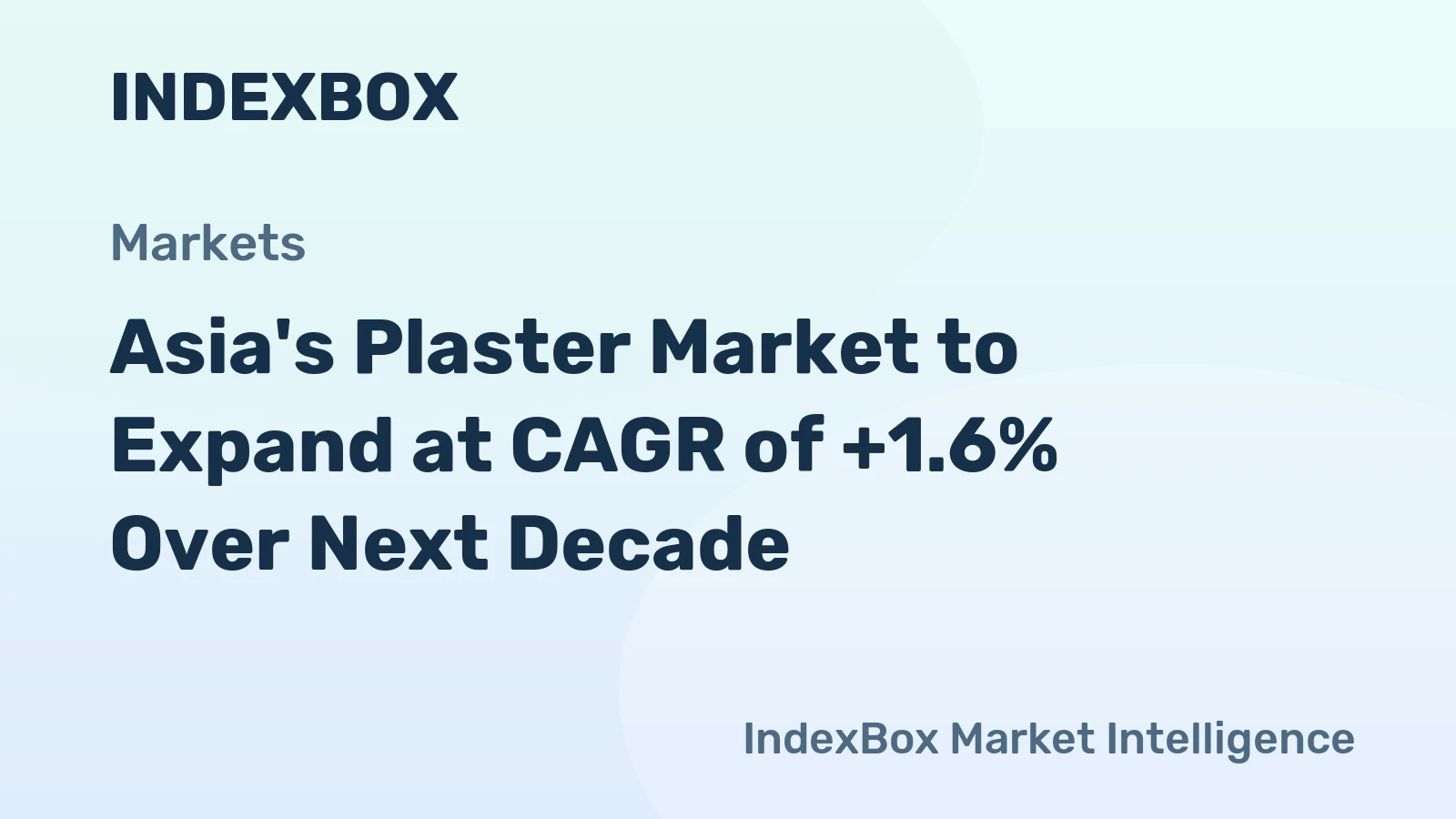 Asia's Plaster Market to Expand at CAGR of +1.6% Over Next Decade