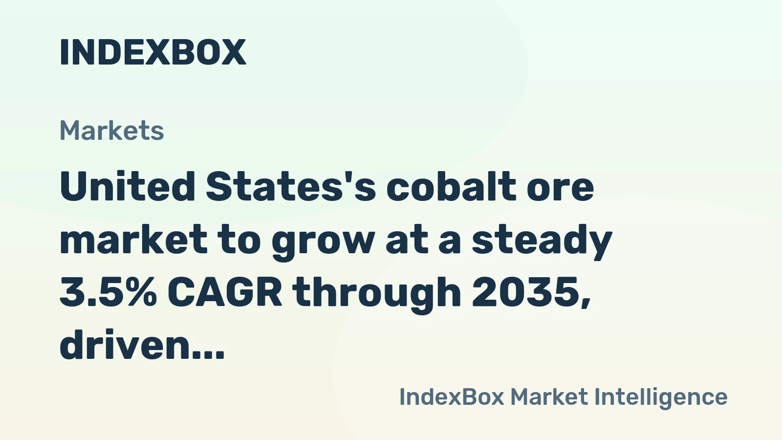 United States's cobalt ore market to grow at a steady 3.5% CAGR through 2035, driven by rising domestic demand.
