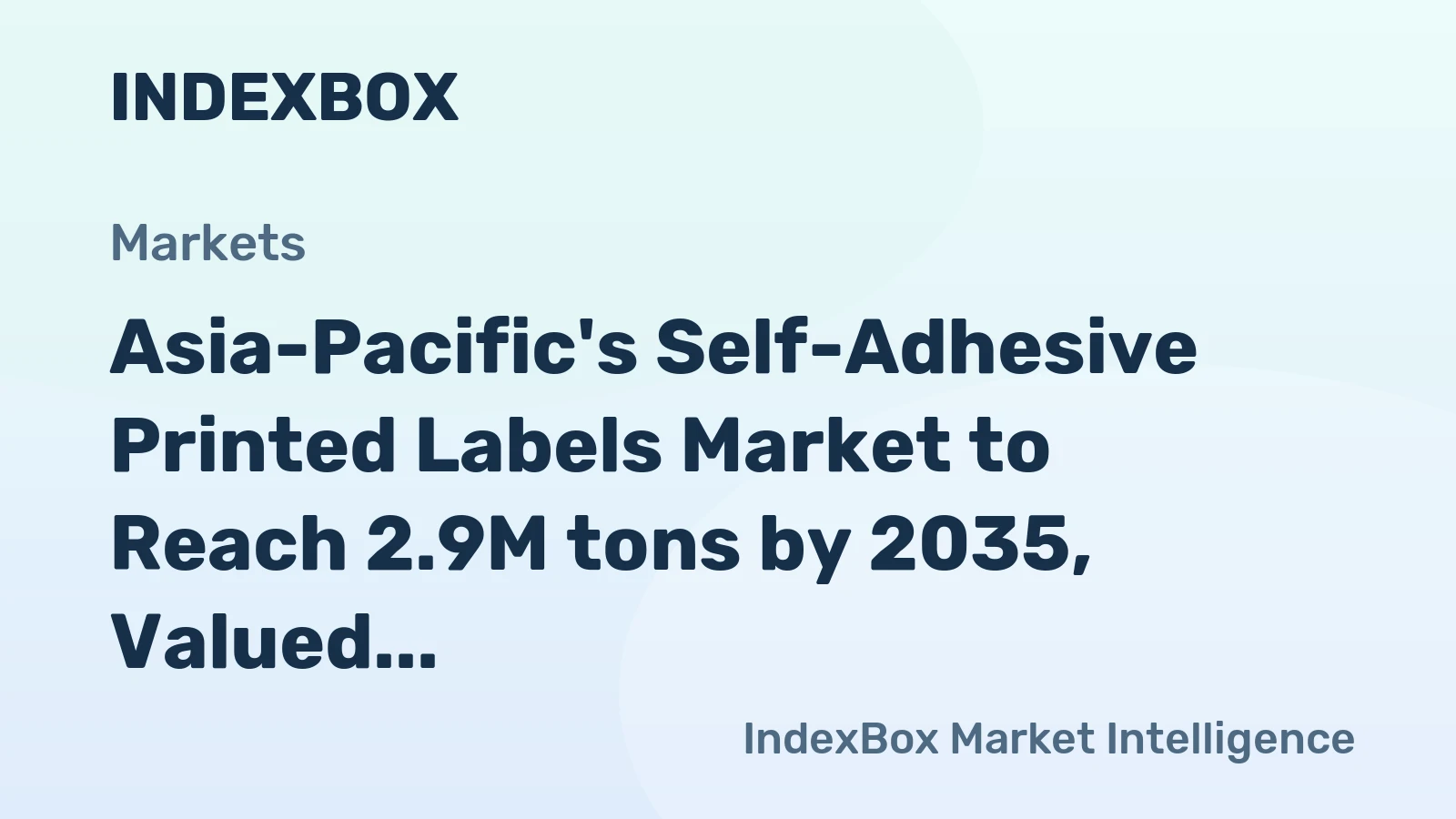 Asia-Pacific's Self-Adhesive Printed Labels Market to Reach 2.9M tons by 2035, Valued at $30.3B