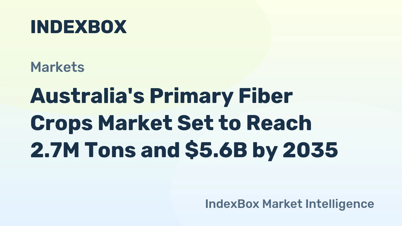 Australia's Primary Fiber Crops Market Set to Reach 2.7M Tons and $5.6B by 2035