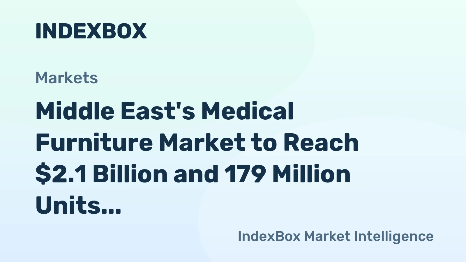 Middle East's Medical Furniture Market to Reach $2.1 Billion and 179 Million Units by 2035
