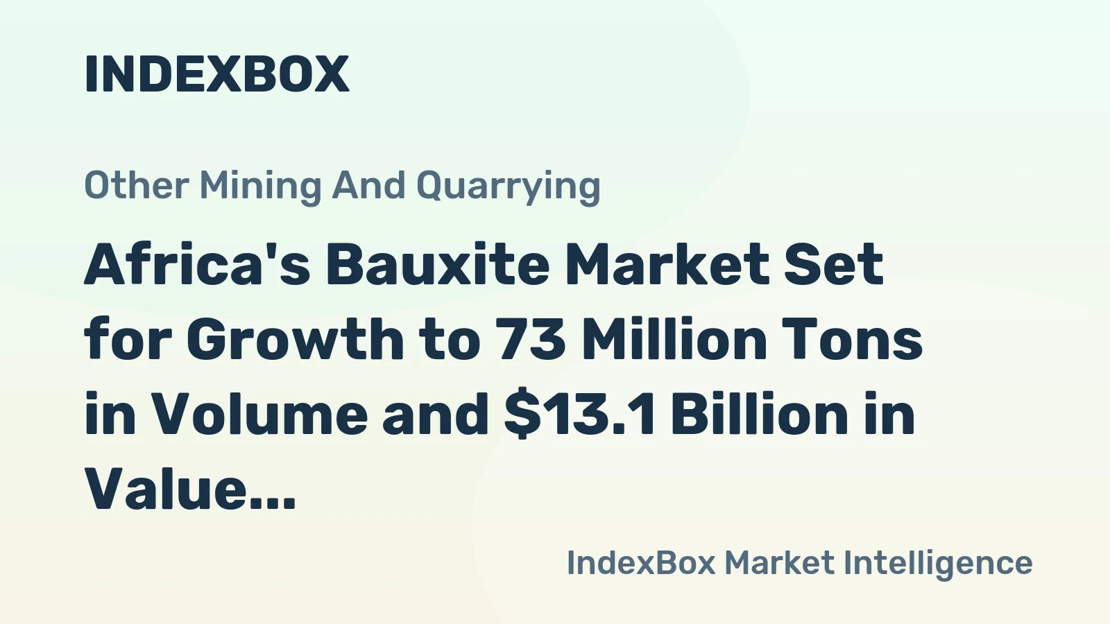 Africa's Bauxite Market Set for Growth to 73 Million Tons in Volume and $13.1 Billion in Value