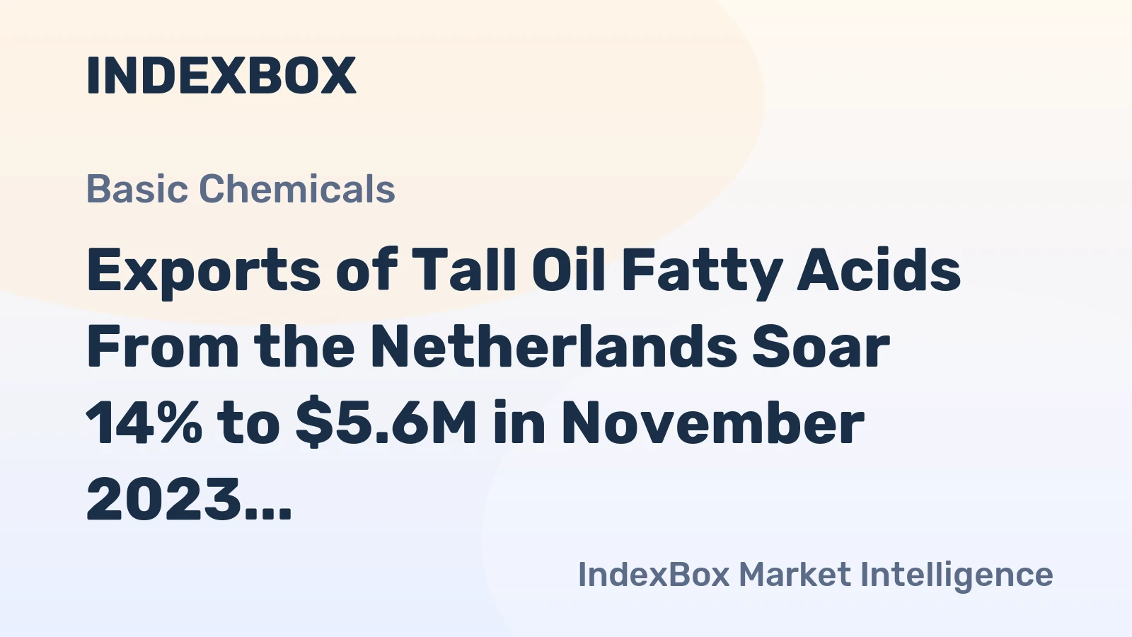 Exports of Tall Oil Fatty Acids From the Netherlands Soar 14% to $5.6M in November 2023