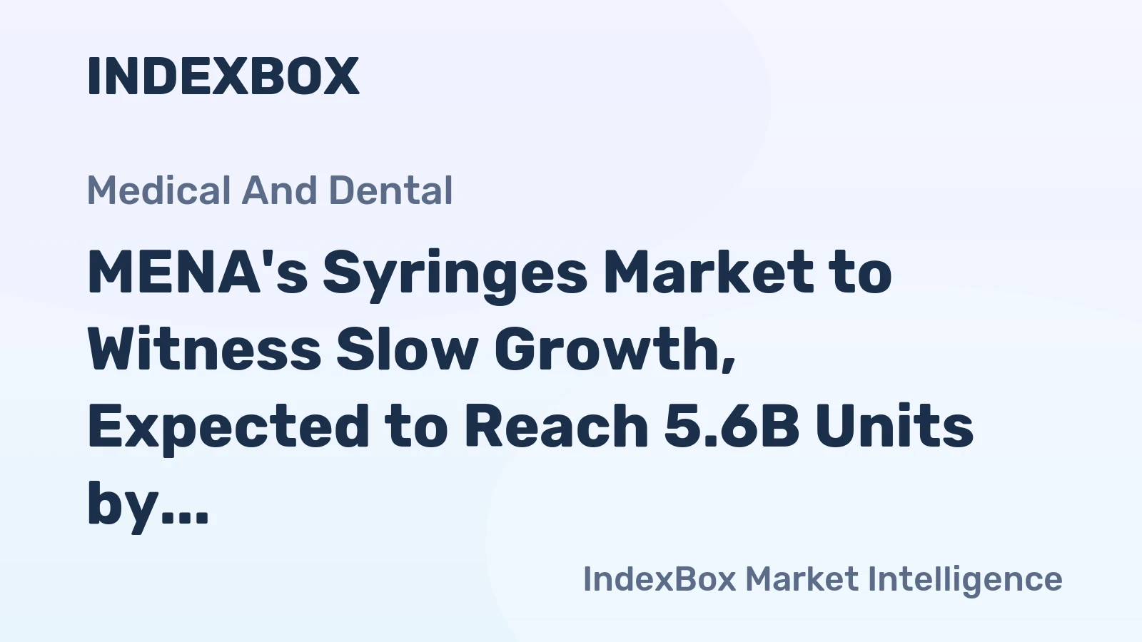 MENA's Syringes Market to Witness Slow Growth, Expected to Reach 5.6B Units by 2035