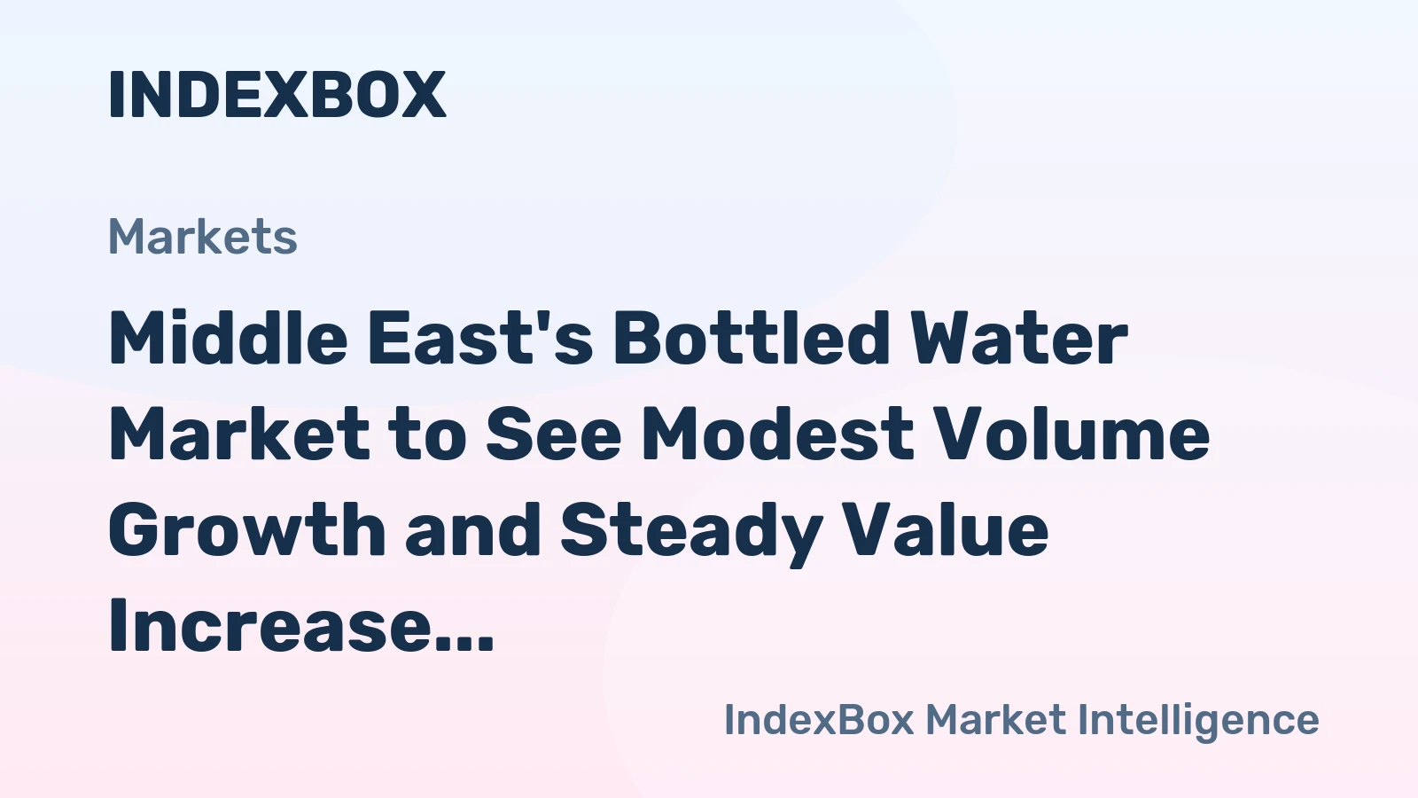 Middle East's Bottled Water Market to See Modest Volume Growth and Steady Value Increase Through 2035