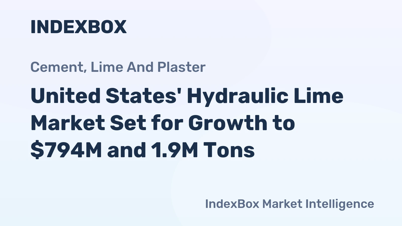 United States' Hydraulic Lime Market Set for Growth to $794M and 1.9M Tons