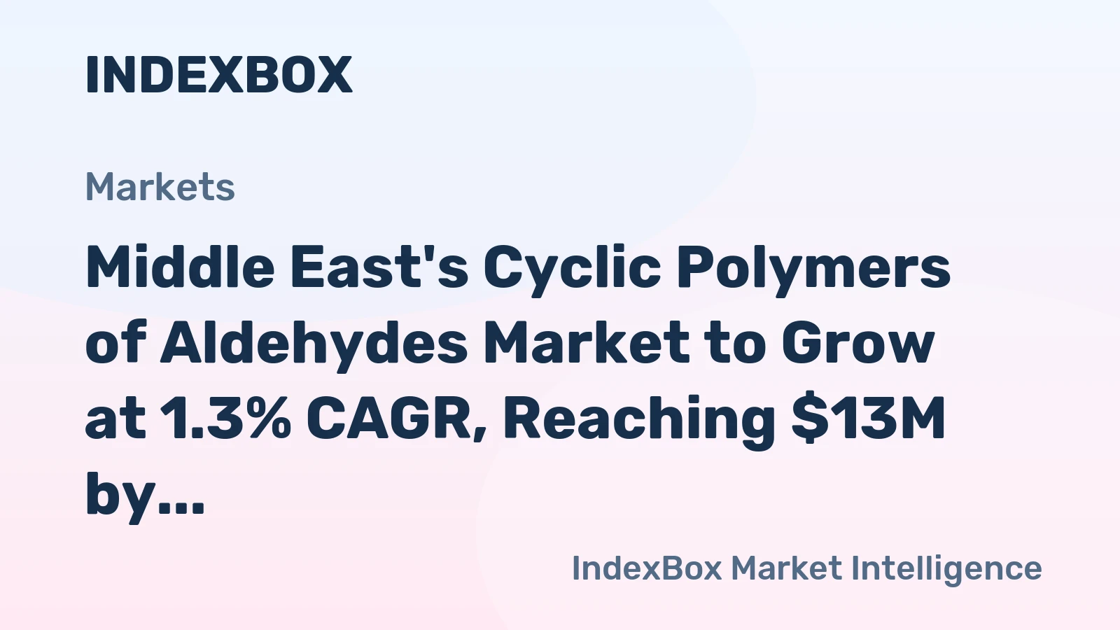 Middle East's Cyclic Polymers of Aldehydes Market to Grow at 1.3% CAGR, Reaching $13M by 2035