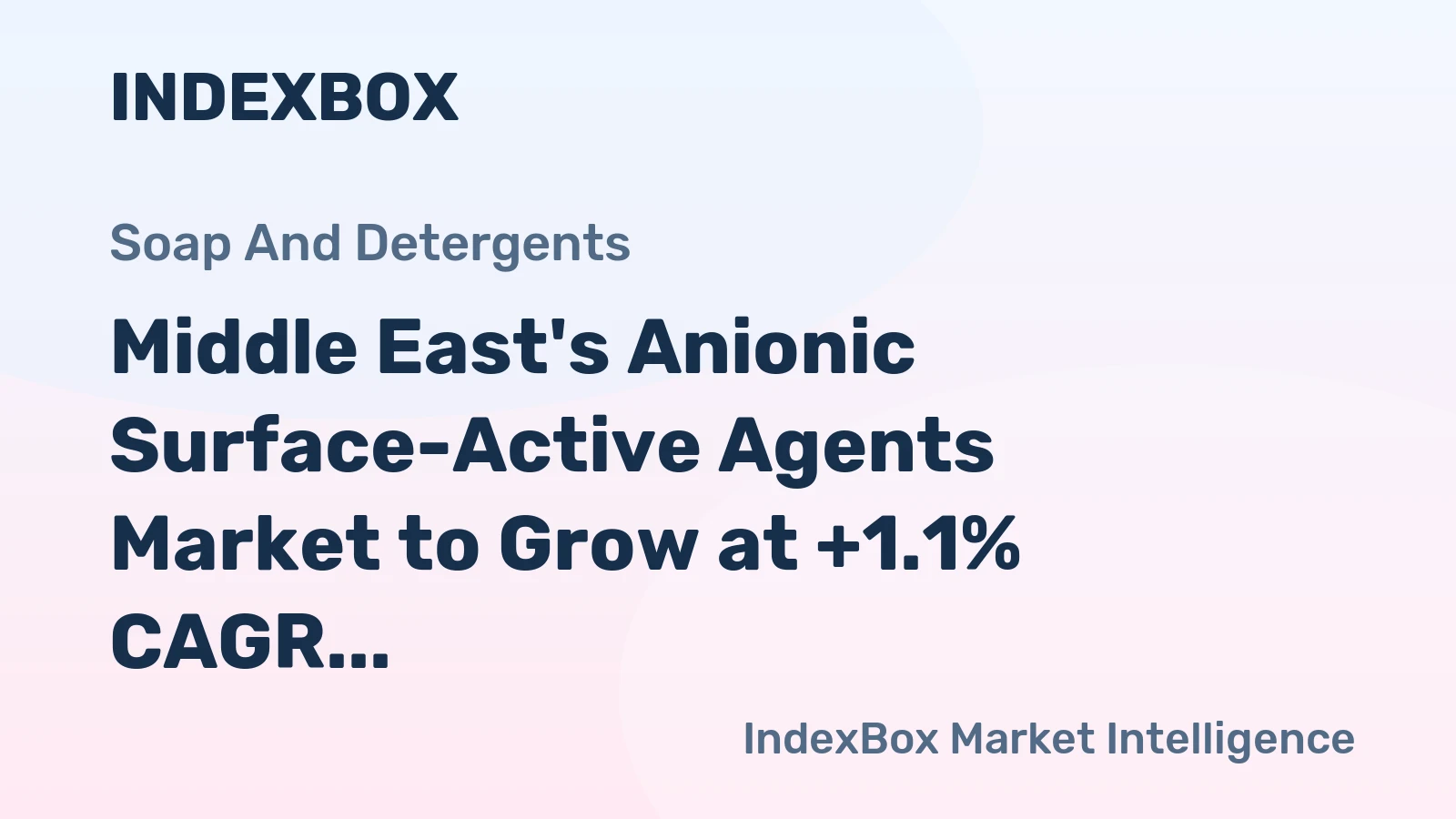 Middle East's Anionic Surface-Active Agents Market to Grow at +1.1% CAGR, Reaching $1.4B by 2035