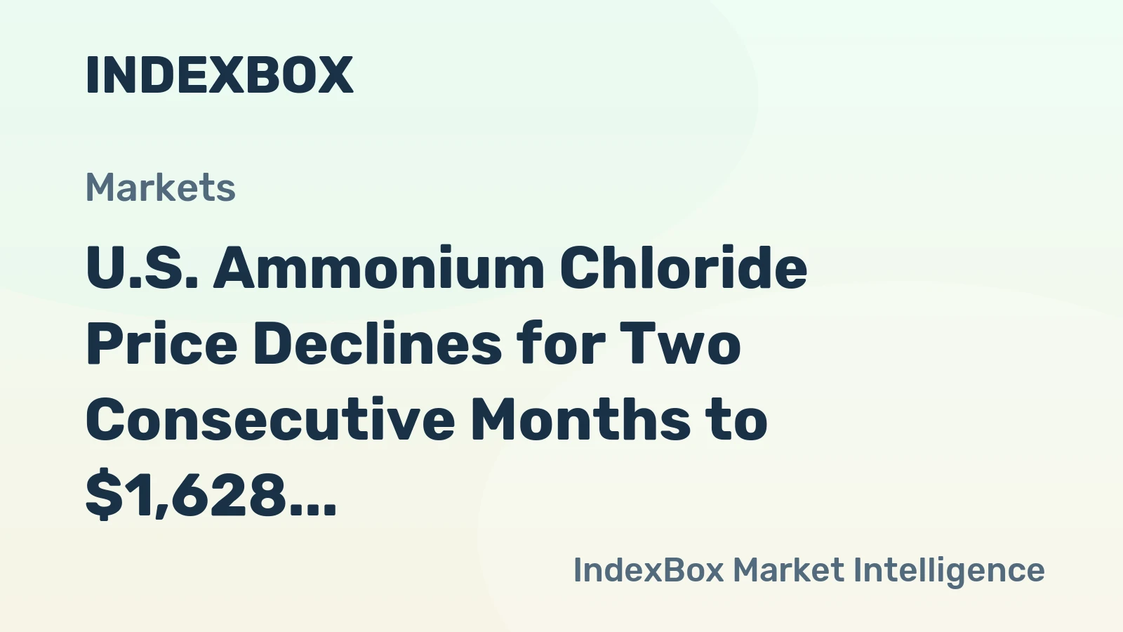 U.S. Ammonium Chloride Price Declines for Two Consecutive Months to $1,628 per Ton