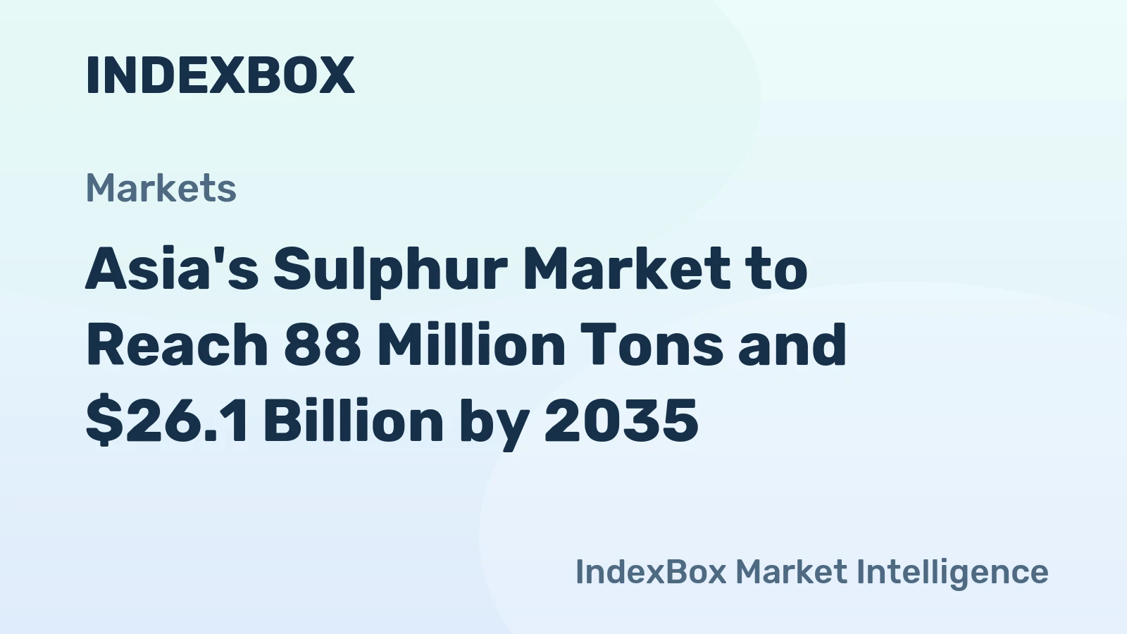 Asia's Sulphur Market to Reach 88 Million Tons and $26.1 Billion by 2035