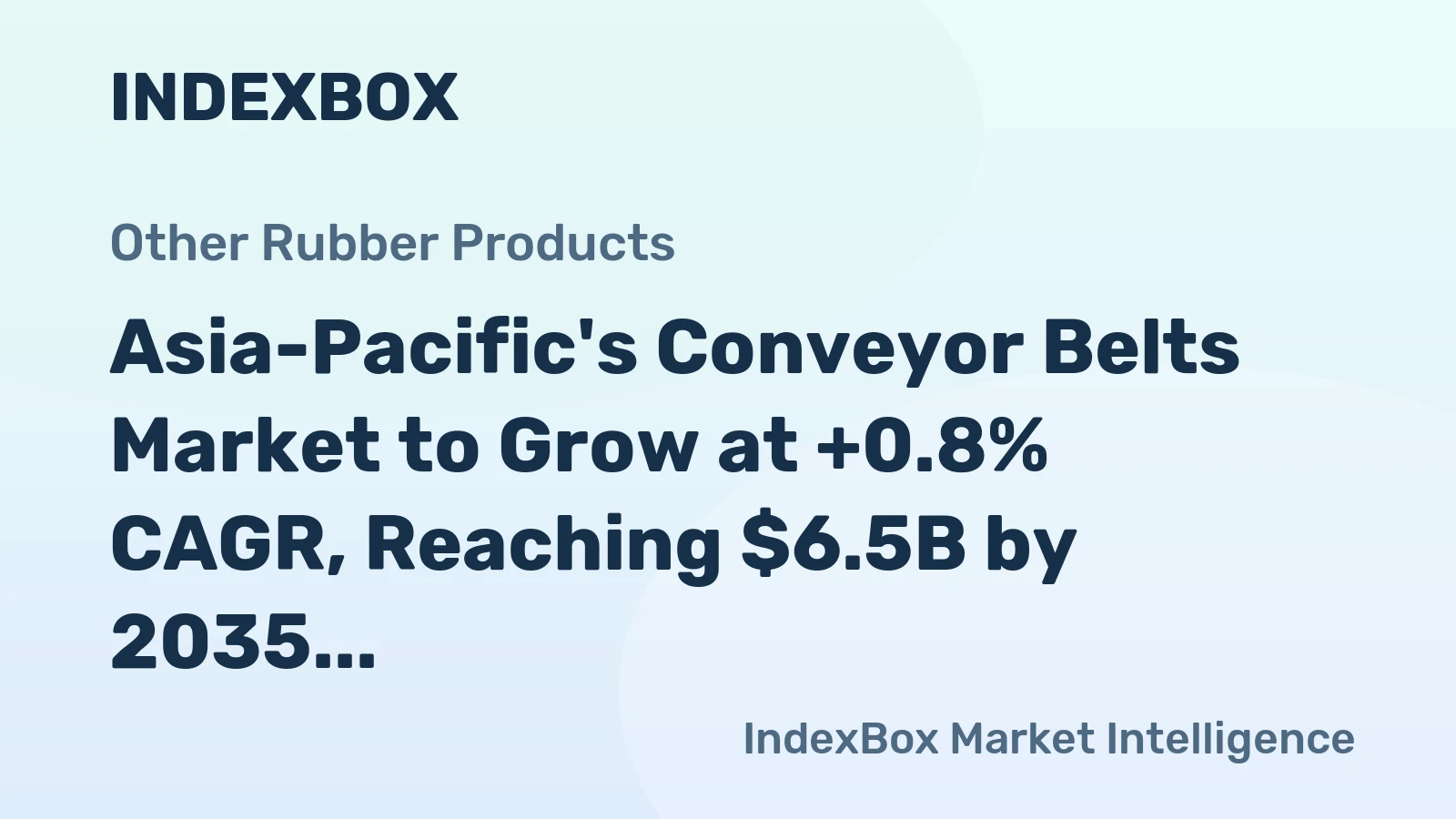 Asia-Pacific's Conveyor Belts Market to Grow at +0.8% CAGR, Reaching $6.5B by 2035