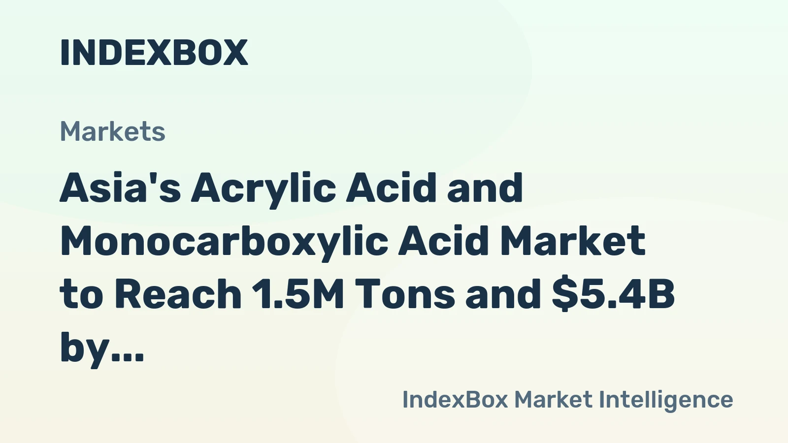 Asia's Acrylic Acid and Monocarboxylic Acid Market to Reach 1.5M Tons and $5.4B by 2035, Driven by Increasing Demand