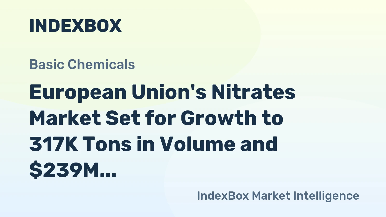 European Union's Nitrates Market Set for Growth to 317K Tons in Volume and $239M in Value