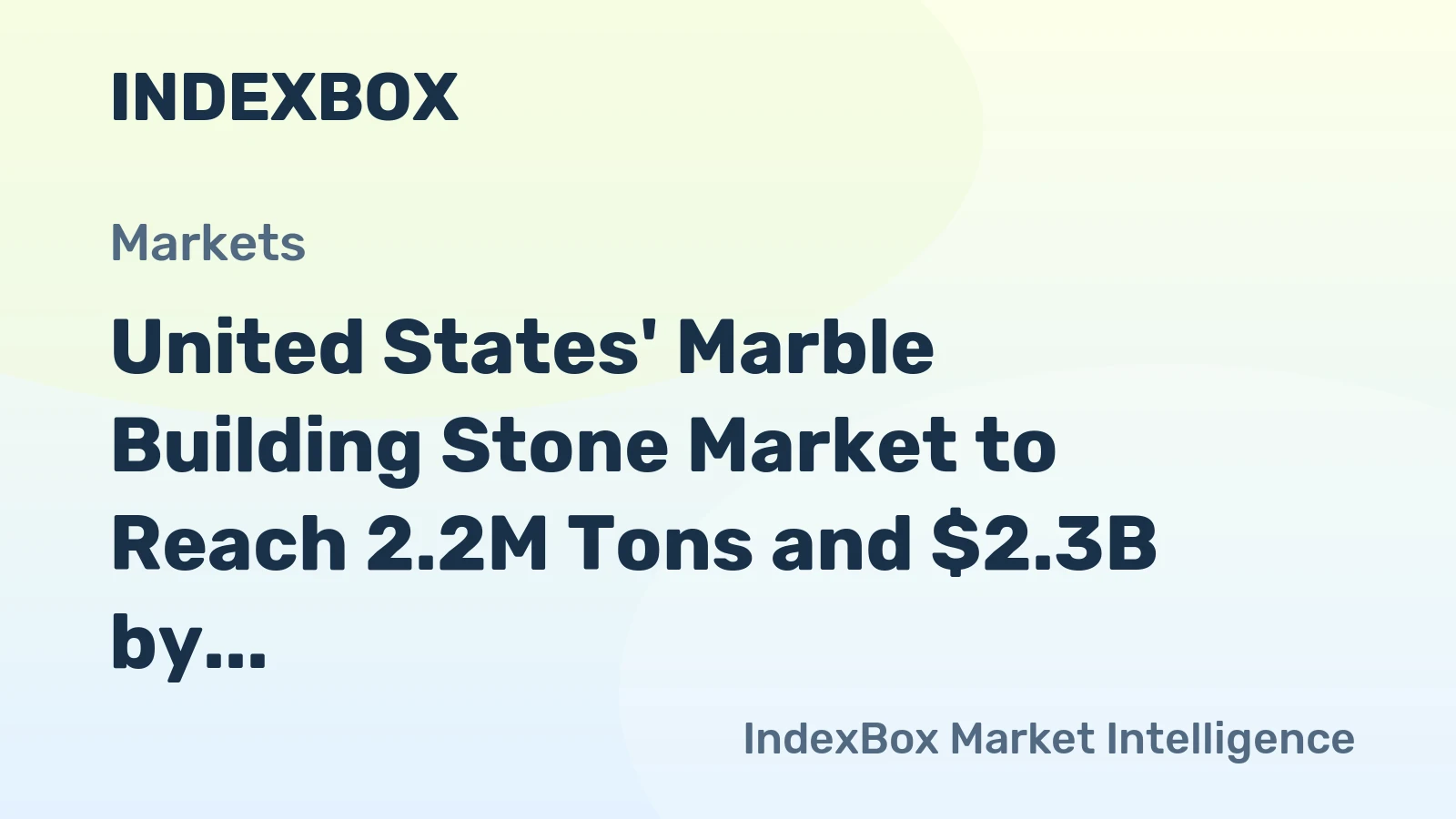 United States' Marble Building Stone Market to Reach 2.2M Tons and $2.3B by 2035