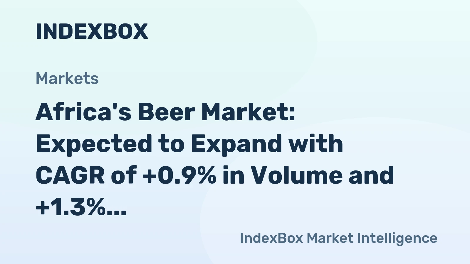 Africa's Beer Market: Expected to Expand with CAGR of +0.9% in Volume and +1.3% in Value from 2024 to 2035