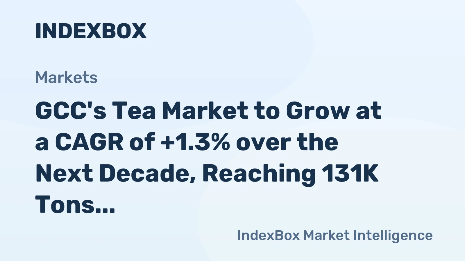 GCC's Tea Market to Grow at a CAGR of +1.3% over the Next Decade, Reaching 131K Tons by 2035