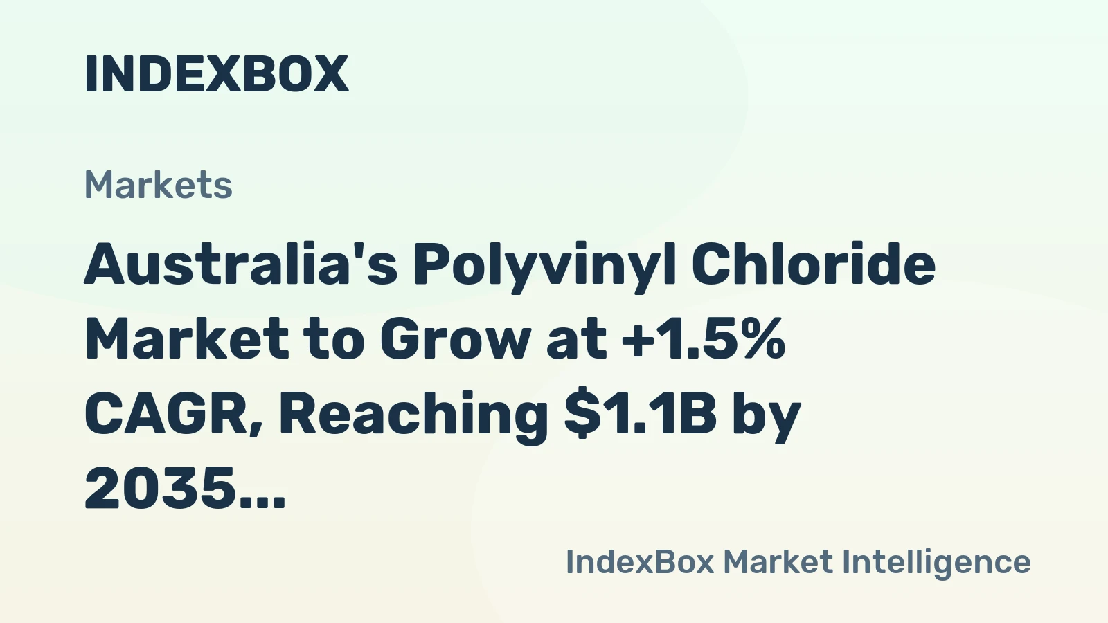Australia's Polyvinyl Chloride Market to Grow at +1.5% CAGR, Reaching $1.1B by 2035