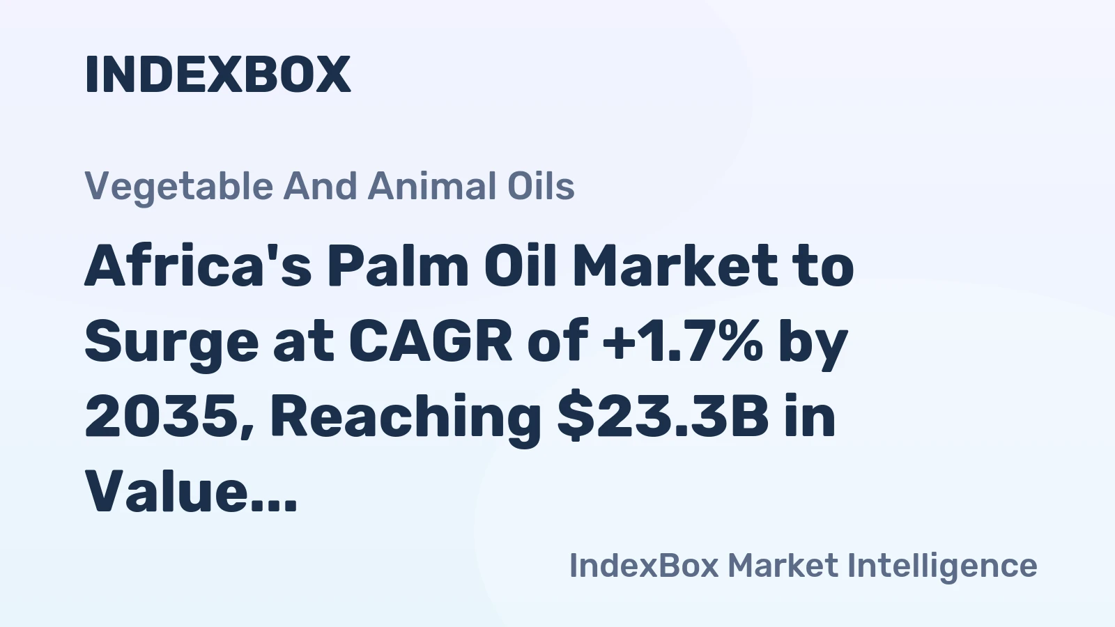 Africa's Palm Oil Market to Surge at CAGR of +1.7% by 2035, Reaching $23.3B in Value