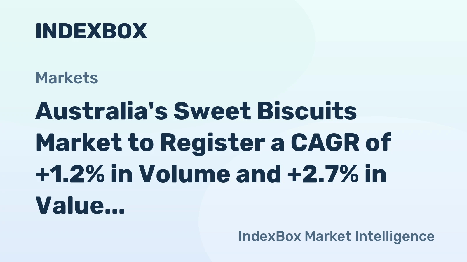 Australia's Sweet Biscuits Market to Register a CAGR of +1.2% in Volume and +2.7% in Value from 2024 to 2035