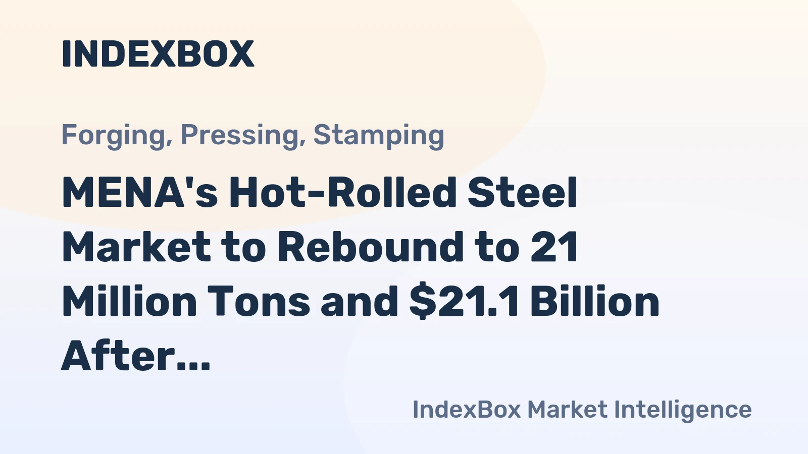 MENA's Hot-Rolled Steel Market to Rebound to 21 Million Tons and $21.1 Billion After 2024 Slump