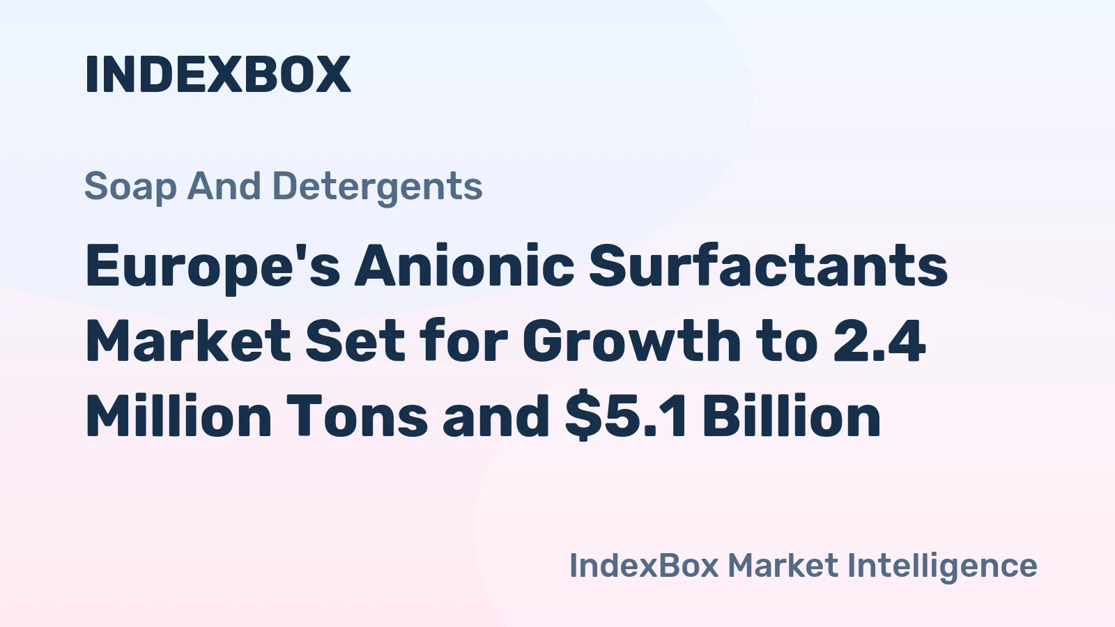 Europe's Anionic Surfactants Market Set for Growth to 2.4 Million Tons and $5.1 Billion