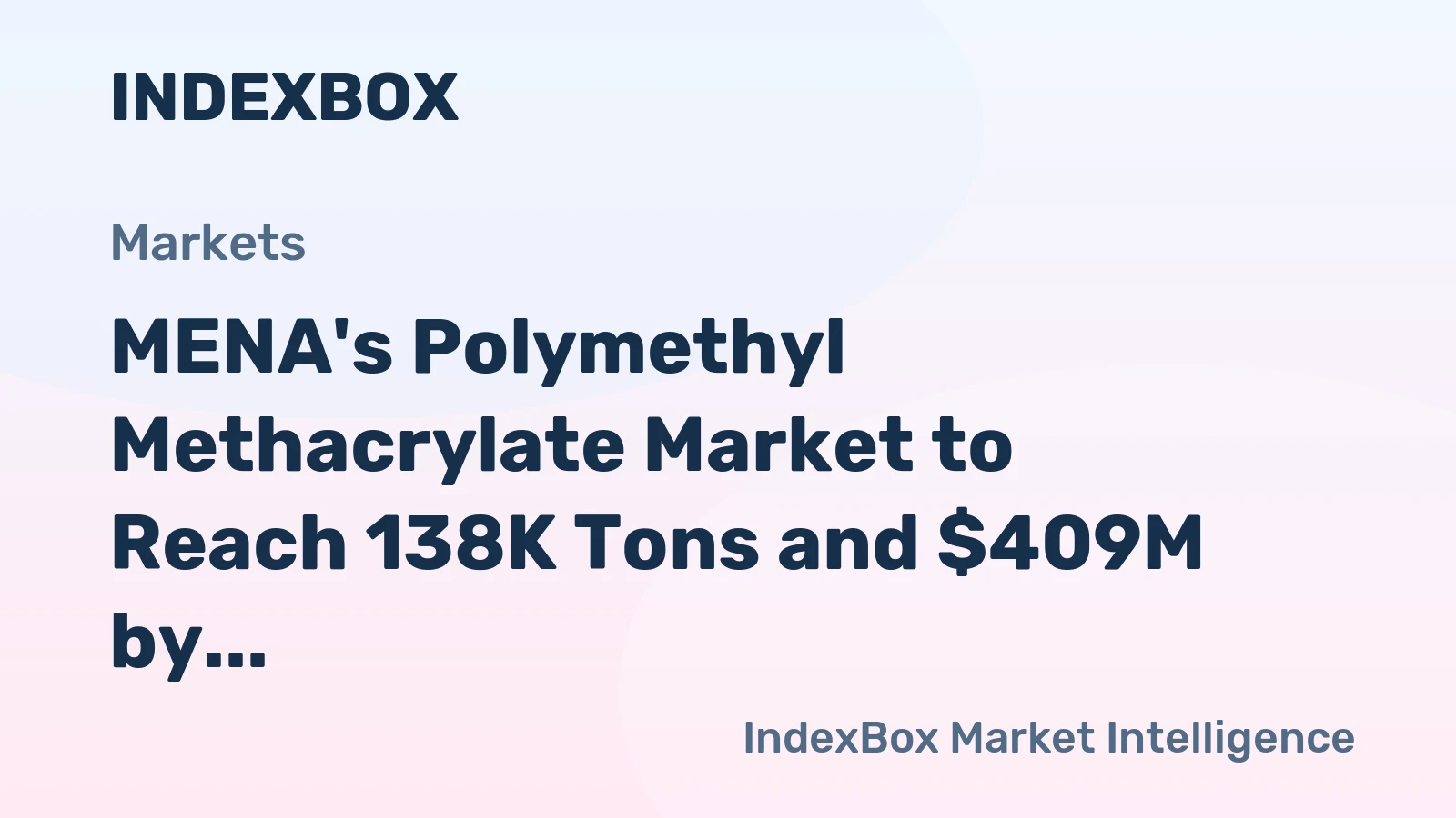 MENA's Polymethyl Methacrylate Market to Reach 138K Tons and $409M by 2035